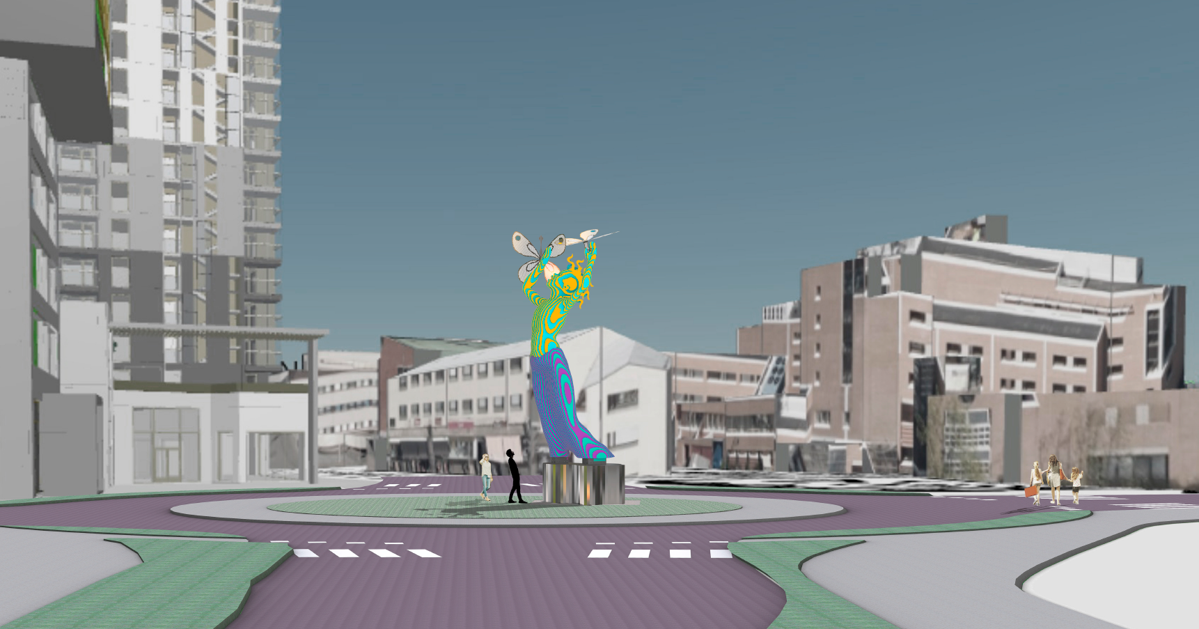 Helsingintien ja Mannilantien kiertoliittymään nousee Vedenhaltija ...